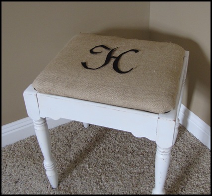 Burlap Stool Makeover - Beneath My Heart